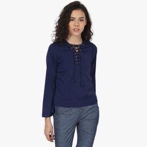 PepTrends Casual Full Sleeve Solid Women Blue Top - Buy PepTrends ...