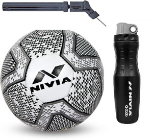 NIVIA Black & White Football With G2020 Sipper And Double action Pump ...
