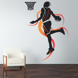 StickMe 70 cm Basket Ball Dunk Wall Sticker - SM 174 Self Adhesive ...