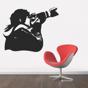 StickMe 100 cm Man Holding Camera Wall Sticker - SM 194 Self Adhesive ...