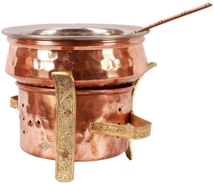IndianArtVilla Copper Kitchen Set of 1 Spoon 1 Kadai 1 Sigri for use ...