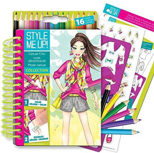 Style Me Up - Fashion Design Coloring Book for Girls - Set of Pencils ...