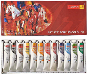 Flipkart.com | Camlin Camel Acrylic Color Box - 20ml Tubes, 12 Shades