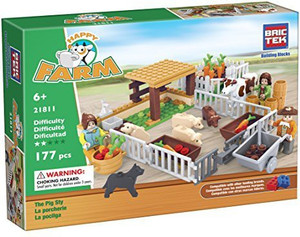 BRICTEK Children'S Farm The Pig Sty Interlocking Building Brick Toy ...
