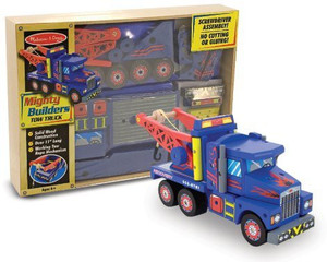 MELISSA & DOUG Deluxe Wooden Mighty Builders Tow Truck - Deluxe Wooden ...