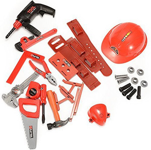 FunsLane Children Repair Tools Toy Set Includes Safety Helmet, Powered ...