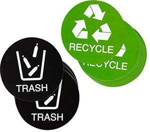 Juvale Recycle Stickers Trash Signs - 24-Pack Recycle Logo Trash Can ...