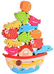 ThinkMax Balancing Game, Sea Animals Balance Boat Stacking Blocks ...