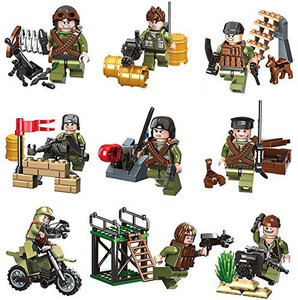 Genrc Army Minifigures Lego-Compatible Set - 9Pcs Army Minifigures And ...