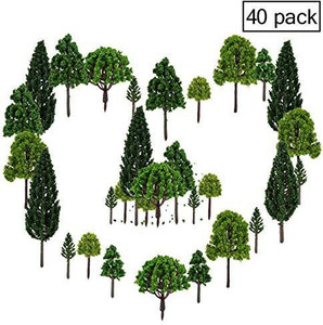 Genrc 40 Pieces Model Trees -1.57-5.90 Inch Mixed Model Tree Train ...
