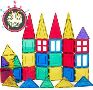 Genrc Cossy 36 Pcs Magnetic Tiles, 3D Magnet Building Block Set With ...