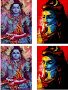 Combo Posters Set Of 4 Rolled Posters with Shiva painted design No ...