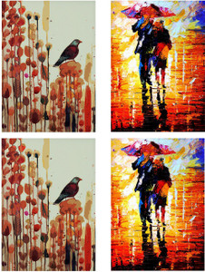 Combo Posters Set Of 4 Rolled Posters with Bird between trees canvas ...