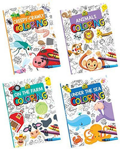 Clever Home Set of 4 School Zone Coloring Books for Children - Animals ...