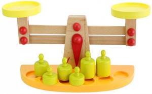 CIVIL Wooden Balance Scale with 6 Weights Education Toy for Baby Kids ...