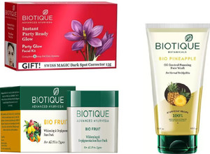 BIOTIQUE Bio Party Glow Facial Kit, Bio Fruit Face Pack, Bio Pineapple ...