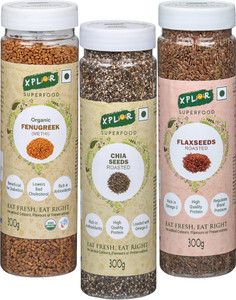 xplor Roasted Chia Seeds + Fenugreek (Methi) + Flaxseeds (3 Packs of ...