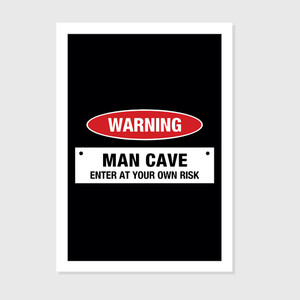 Man Cave Warning - White Framed Wall Hanging Motivational Frame for ...