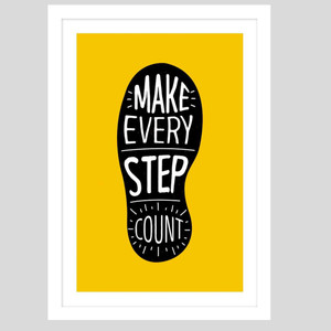 Make Every Step Count - White Framed Wall Hanging (12x18) Inch Paper ...