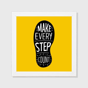 Make Every Step Count - White Framed Wall Hanging (8x8) Inch Paper ...