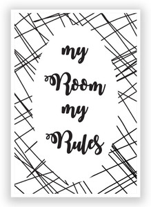 My Room My Rules Motivational Wall Art Poster 12 x 18 Inch Paper Print ...
