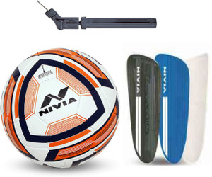 NIVIA Equator + Performance Shingaurd + Double Action Pump Football Kit ...