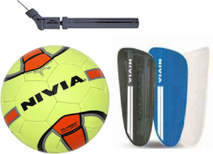 NIVIA Classic + Performance Shingaurd + Double Action Pump Football Kit ...