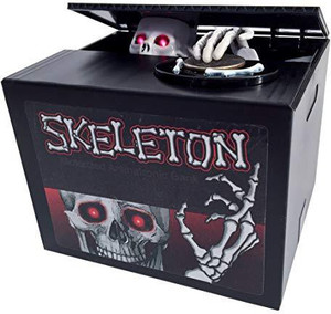 Leading Edge Spooky Skeleton Surprise Animatronic FX Coin Bank - Spooky ...