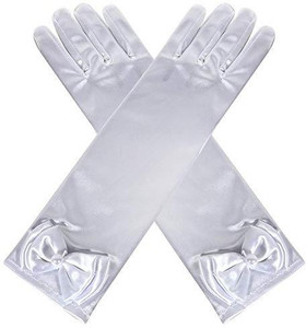 Genrc Qunan Girls Long Satin Gloves Diamonds Bows Belle Elsa Sofia ...