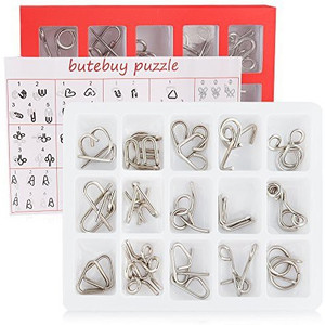 Coogam Metal Puzzles Brain Teaser Set Iq Disentanglement Toy Pack ...