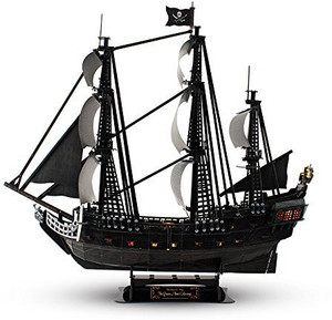 Cubicfun 3D Pirate Ship Puzzle Model Kits With Led Lights,Large Black ...