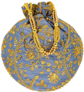 Dms Retail Embroidered Silk Potli Bag Ethnic Clutch Batwa Bag For Women ...