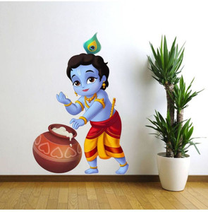 wall murals and decors 60 cm Bal Krishna Vinyl Wall Stickers (51 x 76 ...