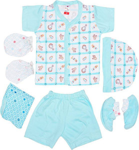 SuperDaze Little Hub New Born Baby Blue Color Gift Set, 100% Cotton ...