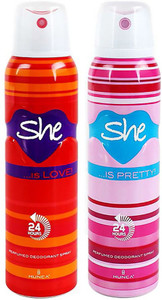 she Deodorant - Pack Of 2 (Love & Pretty) For Women By Deodorant Spray ...