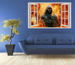 GADGETSWRAP in the fire Fake Window Style Wall Decal For Home & Office ...