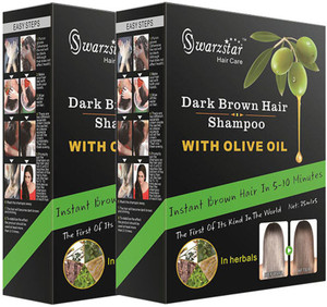Swarzstar DARK BROWN HAIR COLOUR SHAMPOO -2 2 BOX IN 10 POUCH - Price ...