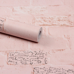 WolTop 300 cm Wall Stickers Wallpaper Classic Pink Brick with Text ...