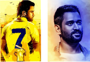 MS Dhoni ( Pack of 2 )Wall Poster Collection For Office Decor & Room ...
