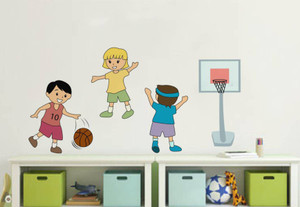 rawpockets 1 Wall Decals ' Kids Playing Basketball Game ' Wall stickers ...