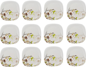 Golden Fish Unbreakable Square Full Dinner Plates (Set of 12, Floral ...