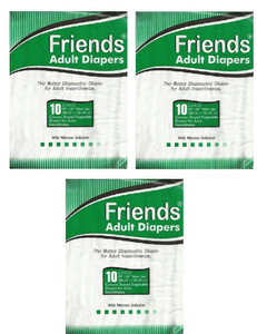 FRIENDS Adult Diaper Basic 10 Pcs/Pack (Large) - Pack of 3 Adult ...