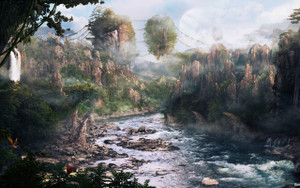 Movie Avatar Landscape Scenic Mountain Cliff Surreal Island River HD ...