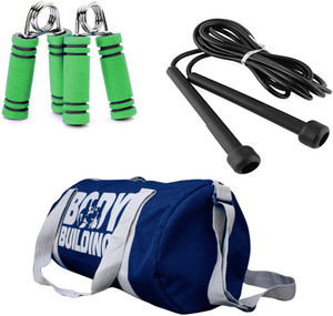 Stylepro Combo Of BodyBuilding (Blue) Gym Bag, Skipping Rope (Black ...