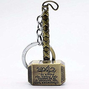 Click Thor Hammer Marvel Avengers Superhero Gold Metal Ring Key Chain ...