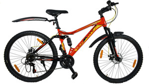 ATLAS Ultimate Rage Dual Disc Brake Bike For Adults Red & yellow 26 T ...