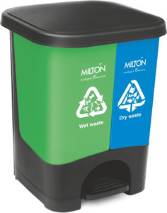 MILTON Twin Bin 20 Wet and Dry Garbage Waste Pedal Bin, 18 Litters ...