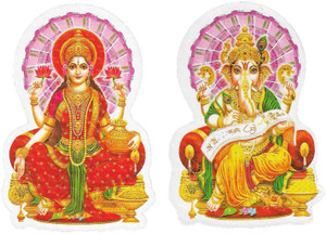 KIJOSO 21 cm LAXMI JI GANESH JI STICKER Self Adhesive Sticker Price in ...