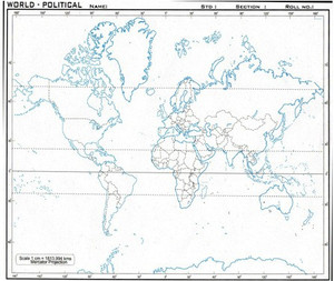 Flipkart.com | CRAFTWAFT POLITICAL MAP OF WORLD BLANK A4 67 gsm Project ...