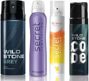 Wild Stone Grey Deodorant (150 ml), Code Steel Body Perfume(120 ml) and ...